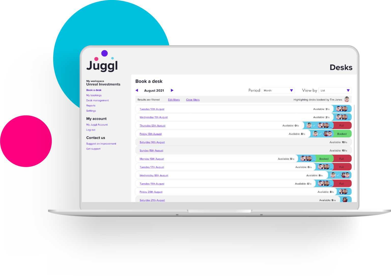 Juggl Desk booking software booking solution - Juggl get creating yours ...